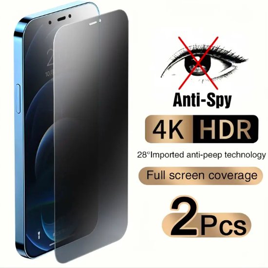 4K Tempered Privacy Glass iPhone 14 Pro Max - Beschermglas - Anti-Spy ...