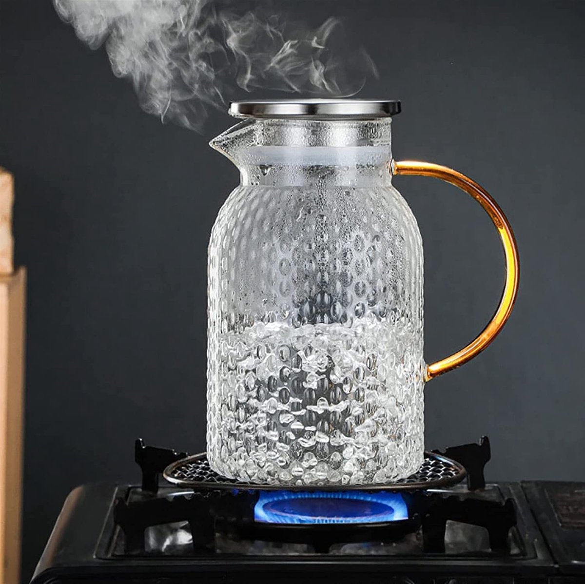 karaf met deksel, waterkaraf, 1800 ml, glazen karaf, waterkan met ...