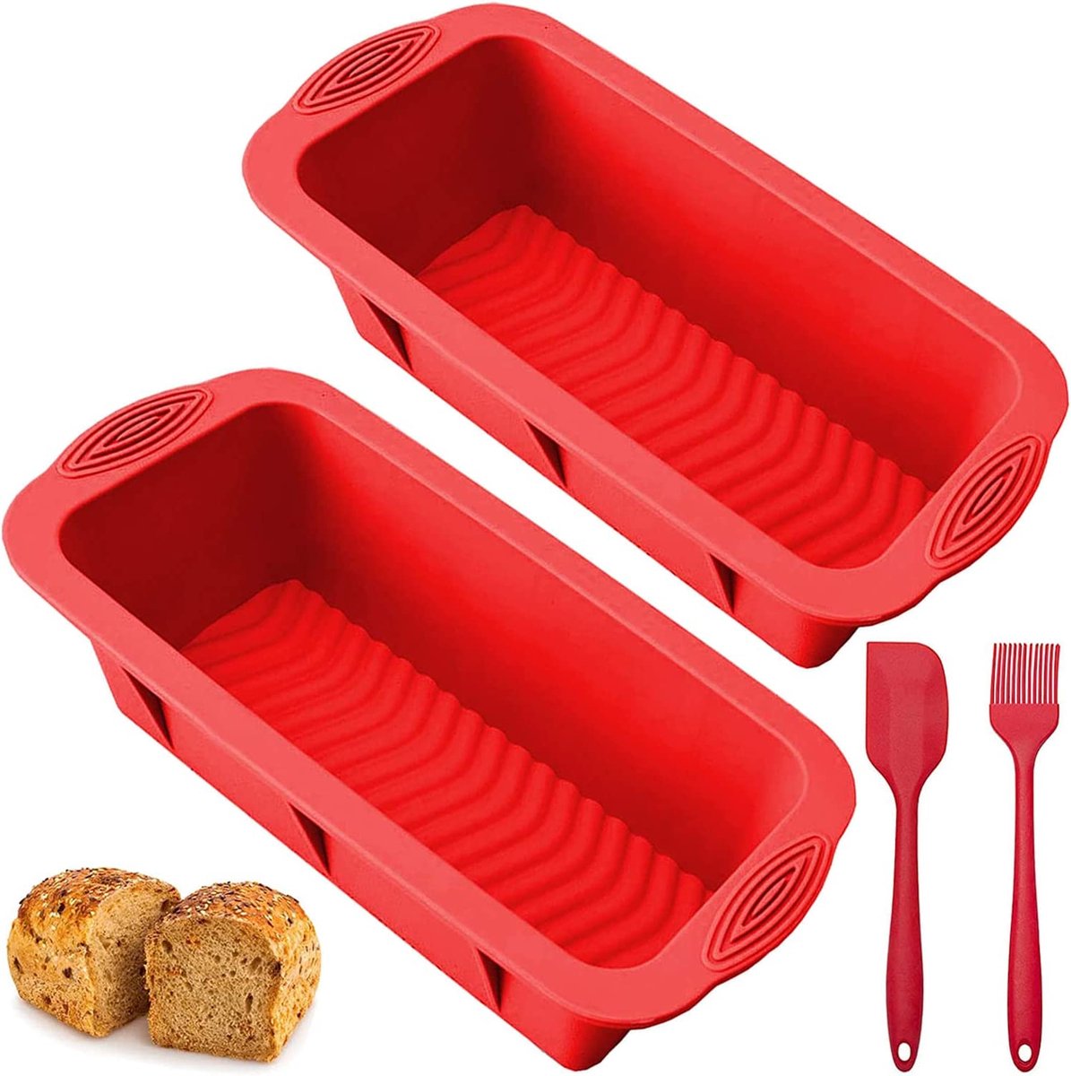 Set van 4 siliconen bakvormen, rechthoekige siliconen bakvormen ...