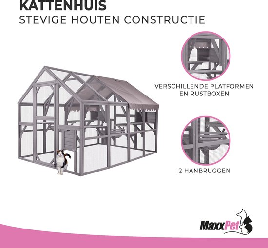 MaxxPet Kattenkooi - kattenvolière - kattenbench - kattenren ...