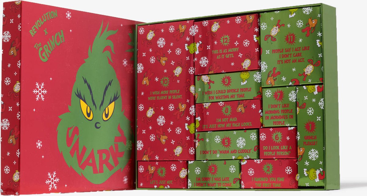 The Grinch X Revolution 12 Days Advent Gift Set - adventskalender - 12 ...
