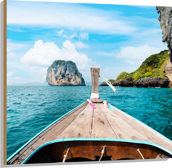 Hout - Uiteinde van Houten Boot Varend over Wateren langs de Rotsen ...