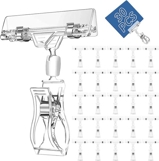 Schildhouder - 30 Stuks Draaibare Prijskaart Houders - Display Clip | bol