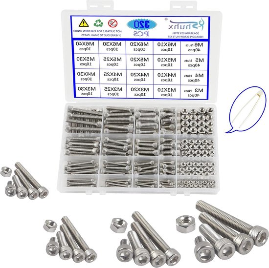 Hexagon Inbusbouten 304 Roestvrijstalen Bouten en Moeren Assortiment ...