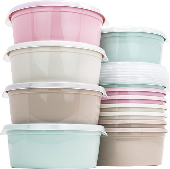 12-Pack 1L Round BPA-Free Plastic Food Containers - Microwave ...