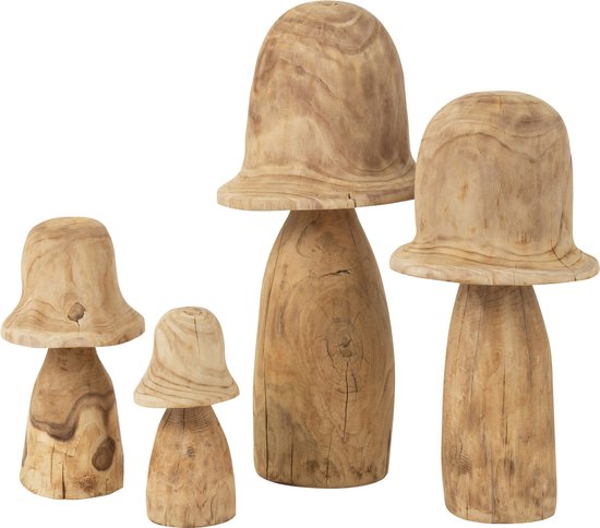 J-Line decoratie Paddenstoel Stolp - hout - naturel - extra large | bol