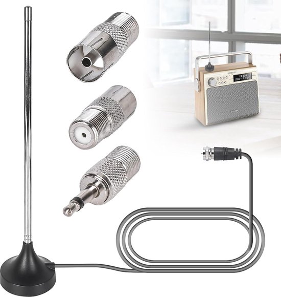 DAB+ en FM Radio Antenne met Intrekbare Antenne, Magnetische Voet en 3m ...