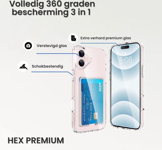 HEX 3-in-1 Beschermset voor iPhone 16 – Inclusief Screenprotector ...