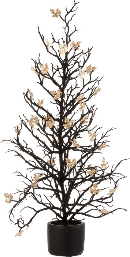 J-line - Boom Kaal+bladeren In Pot Glitter Plastiek Zwart/goud Large ...