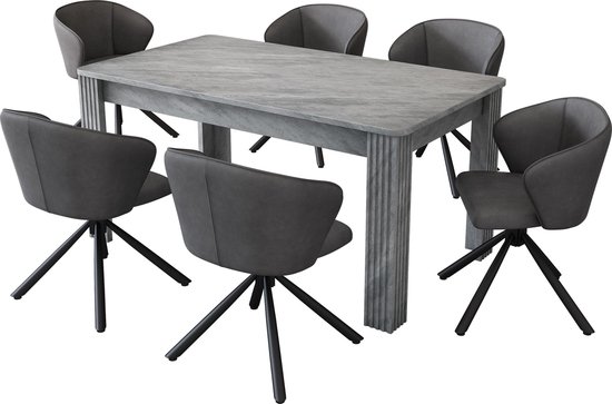 Merax Eetkamerset met Eettafel en 6 PU Leren Stoelen - Loungestoelen ...