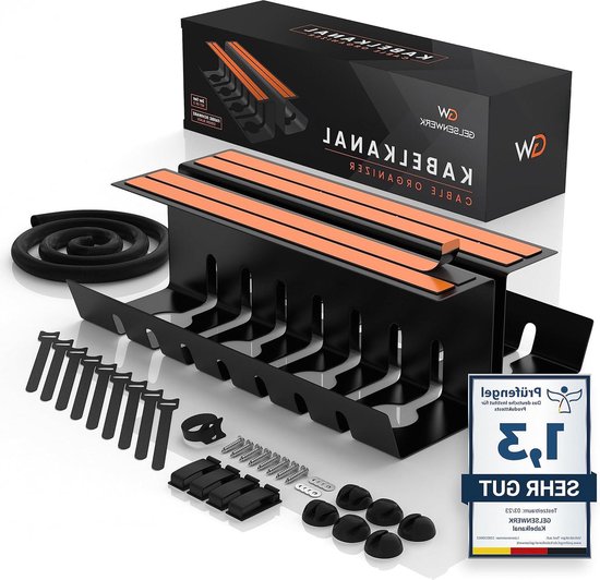 Set van 2 zwarte kabelgoot bureaus - kabelhouder 43 x 12 x 12 cm - incl ...