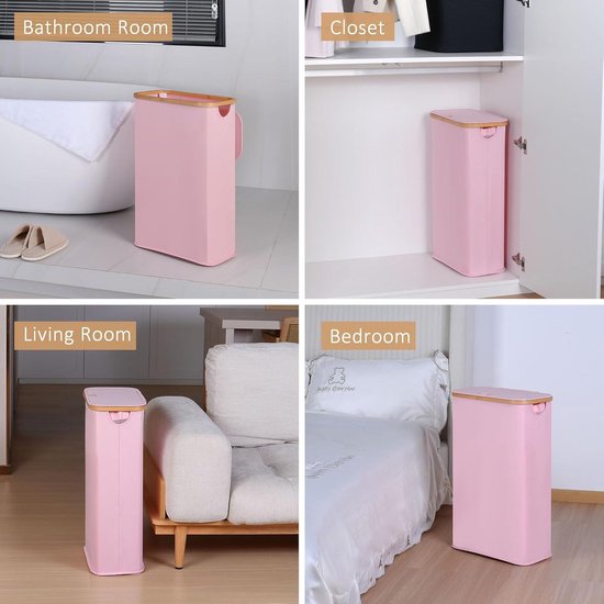 Wasmand 60 liter met deksel - slanke wasmand - afneembare binnenzak - opvouwbare... | bol