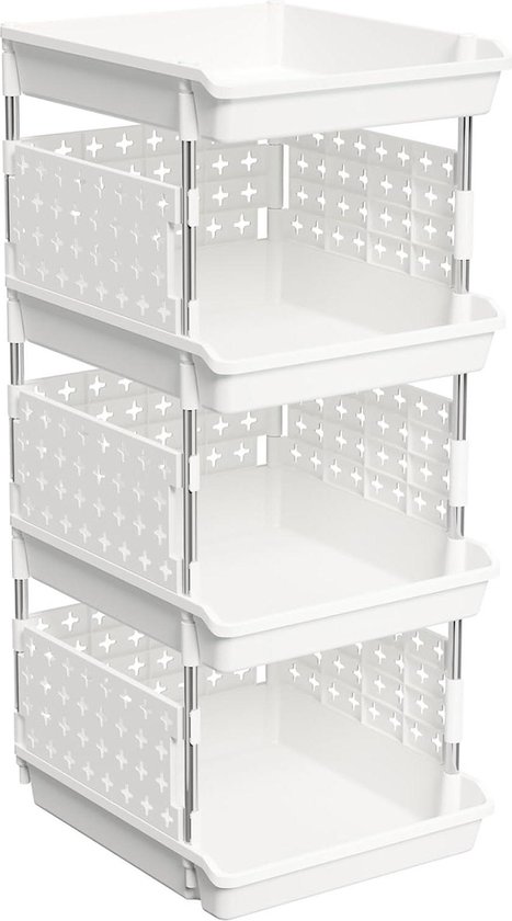 Opbergdozen 4 Niveaus Plastic Stapelbaar Opbergrek - Garderobe Keuken ...