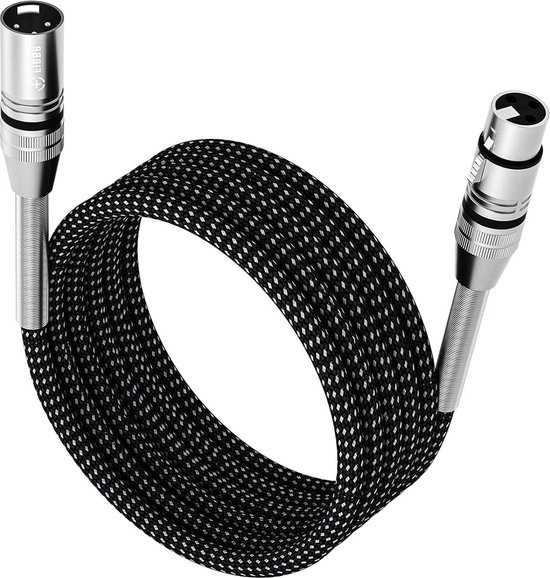 5M Microphone Cable Nylon Braided XLR Male to Female - Heavy Duty ...