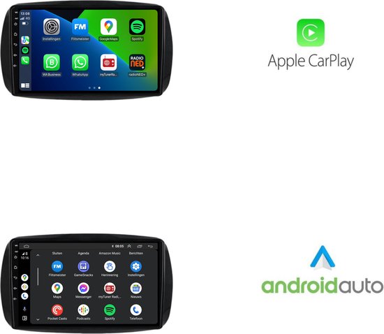 Carplay autoradio voor Smart Fortwo Forfour | 2015 t/m 2019 | Android 13 | Draadloos... | bol