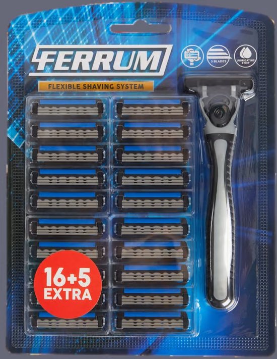 Ferrum Scheermesjes - Flexibel scheersysteem - 3 scheerbladen - 21 ...