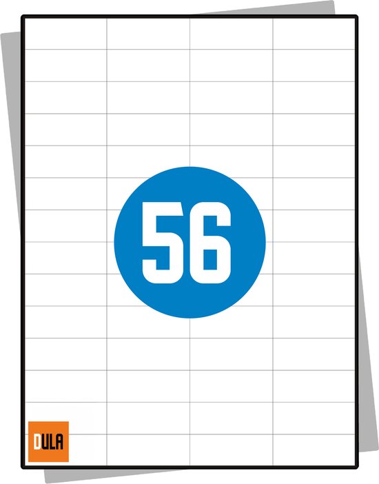 DULA Etiketten - Stickervellen A4 - 56 stickers per vel - 52,5 x 21,2 ...