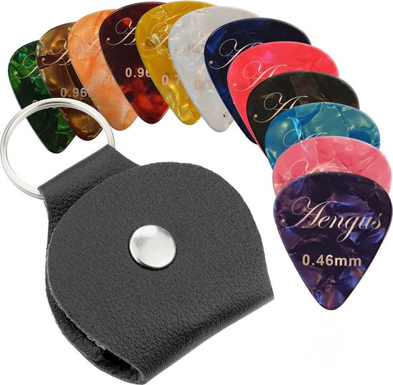 Plectrum sleutelhanger met 12x plectrum voor gitaar – zwart | bol