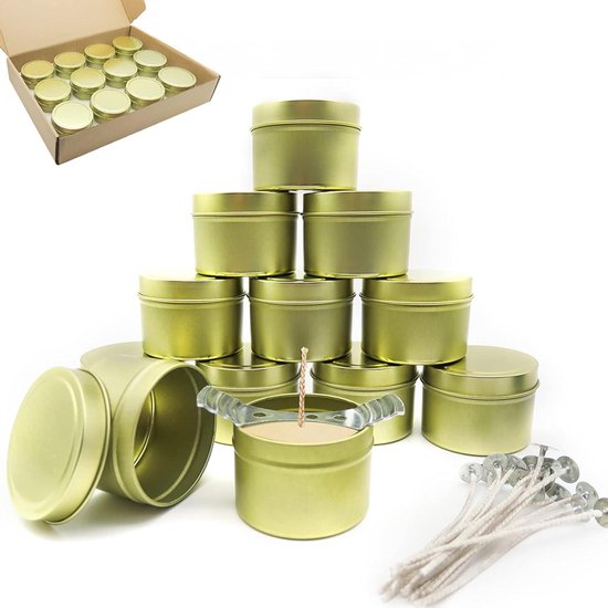 Kaars Tin 4 oz 12 stuks - Kaars Containers met Soja Wax Wicks - Metalen Blikken voor... | bol