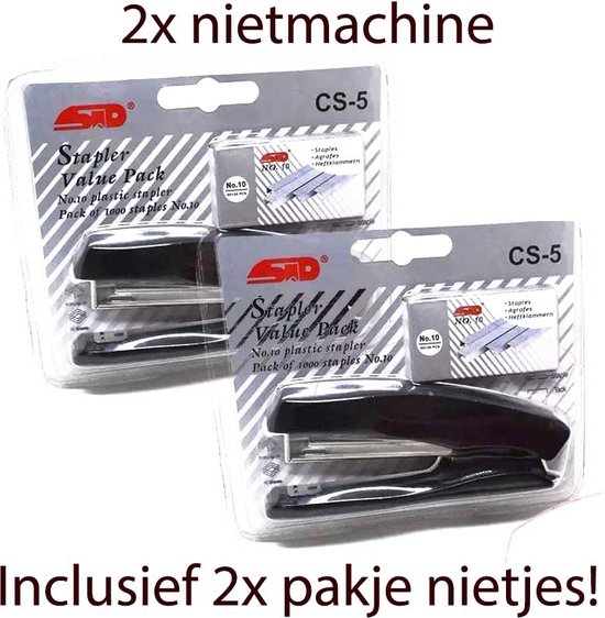 2x Nietmachine - Nietjesmachine - Compact - Inclusief 2 pakjes nietjes ...