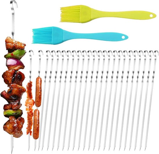 Complete Set van 24 Roestvrijstalen Barbecue Spiesen voor Perfect ...