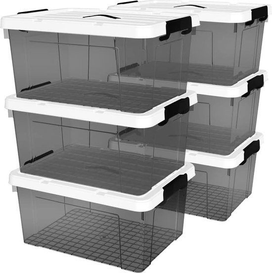 Plastic Opbergdozen Met Deksel - Set van 6 - Organiserende Container ...