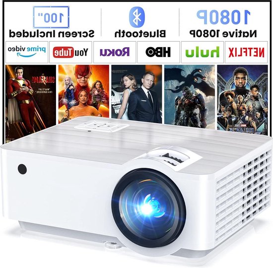 Native 1080p Mini Beamer 4K 9500 Lumen Bluetooth 5.1 Thuisbioscoop Met ...