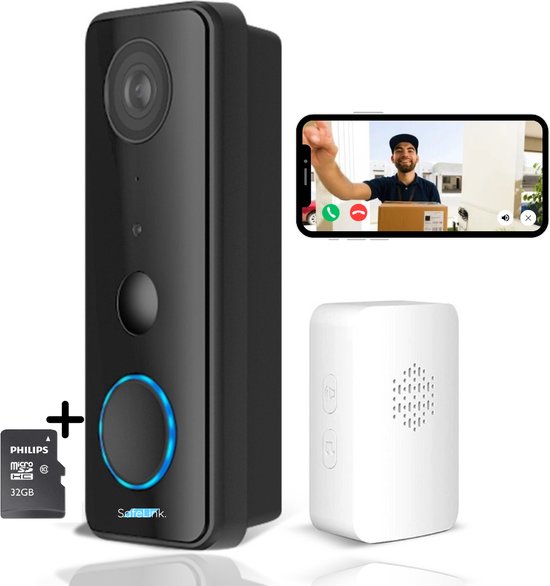 SafeLink Smart Video Deurbel - Full HD Video - Wifi - Gratis 32GB SD ...
