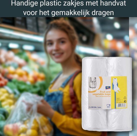 Plastic zakjes met handvat - Plastic tasjes - 500 stuks ( 2 x 250 ...