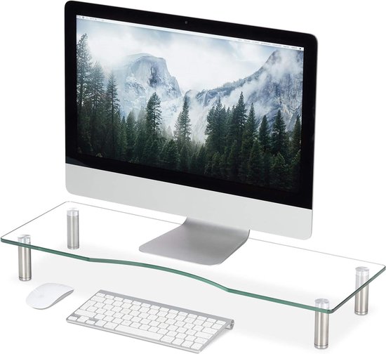 Glas TV verhoging monitorstandaard - hoogte verstelbaar - 9-11 cm ...