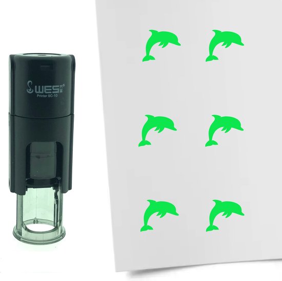 CombiCraft Stempel Dolfijn 10mm rond - Groene inkt | bol