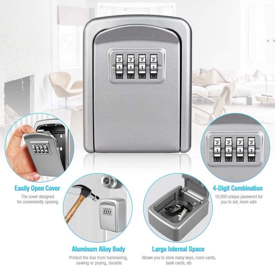 Sleutelkluis met cijfercode voor buiten en binnen - wandmontage ...