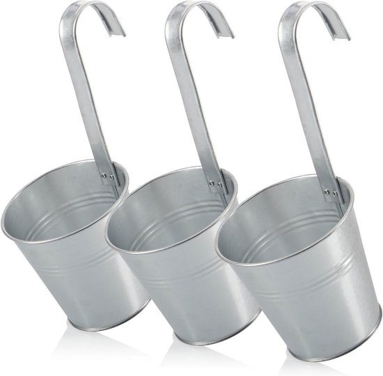 Bloempot Hangende Plantenpotten voor Balkon en Tuin - Metalen Pot Zilverkleurig | bol