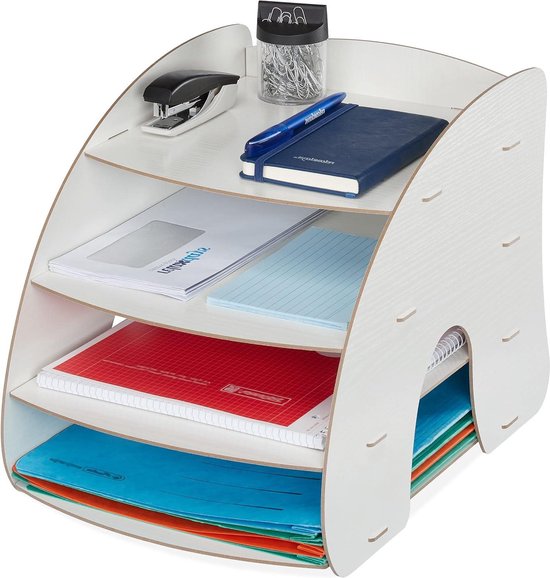 Brievenbak bureau organizer - A4 formaat - 4 vakken - sorteerbak - wit ...