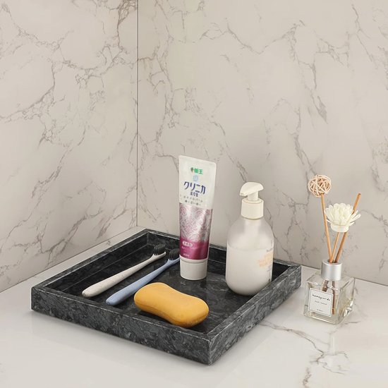 Elegant Marmeren Dienblad voor Sieraden en Decoratie - 25 cm Zwart | bol