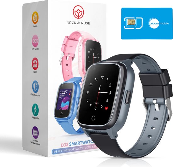 Rock&Rose 4G GPS Horloge Kind - Inclusief Simkaart - SOS Functie ...