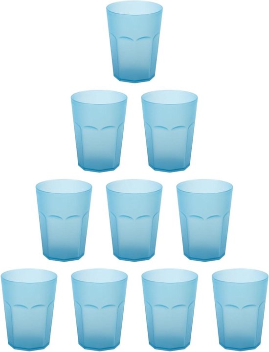10 stuks lichtblauwe plastic bekers - vorstlook - 400 ml - maatstreep ...
