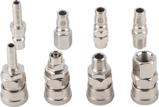 8 Stuks Pneumatische Snelkoppelingen voor Luchtslangen - 1/4 inch Quick ...