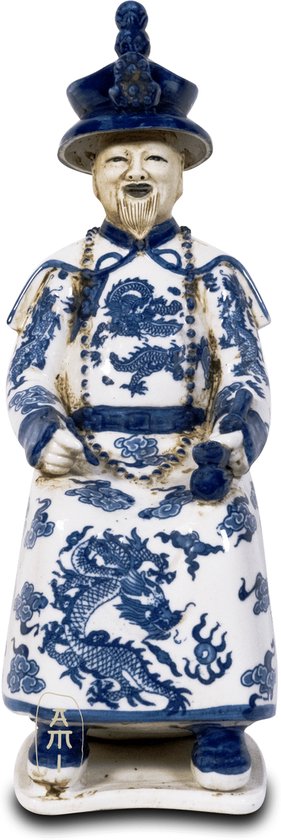 Asian mooie Chinees beeld porseleinen handbeschilderde zittende keizer ...