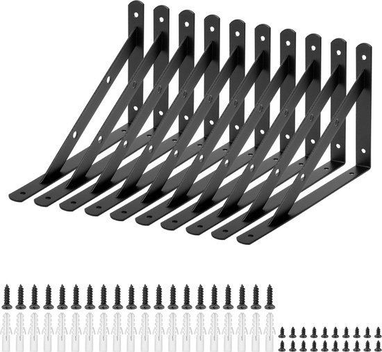 Driehoekige Plankhouder 10 stuks 30x20 cm - Metalen Wandplank Decoratie ...