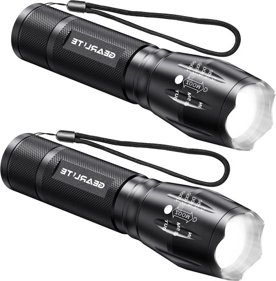 2 stuks 2000 lumen extreem heldere LED-zaklamp op batterijen met 5 modi - IP65... | bol