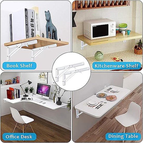 Inklapbare houder - 400 mm - 2 stuks - zware wandhouder van wit metaal - voor garage... | bol