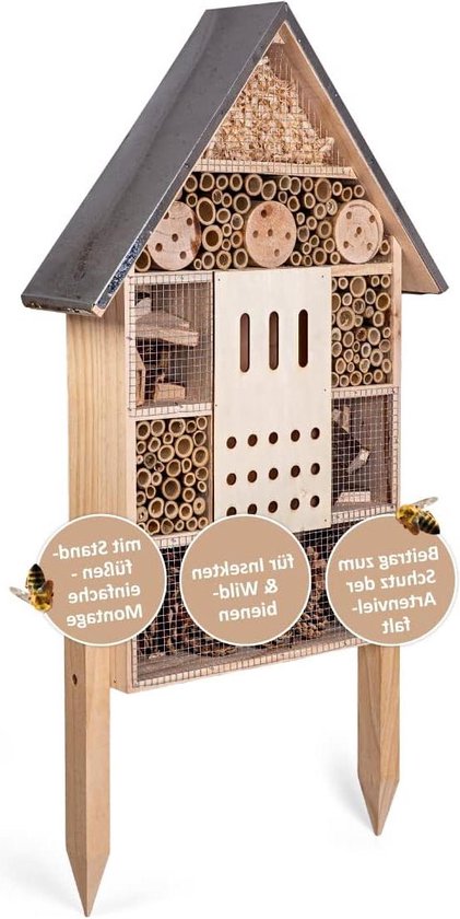 Bijenhotel - Groot XXL-formaat staand - Hommelhuis - Wilde bijenhuis ...