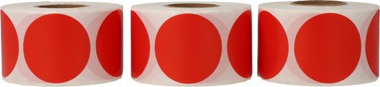 3x 500 Etiketten Rond Rood Sticker 35 mm op Rol - Label Blanco Stickers ...