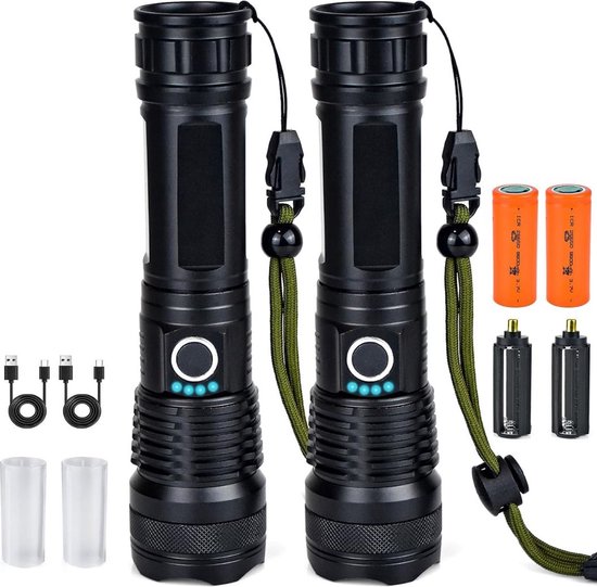 Militaire Zaklamp Oplaadbaar - Led Zaklampen - 10.000 Lm - Zwart | bol
