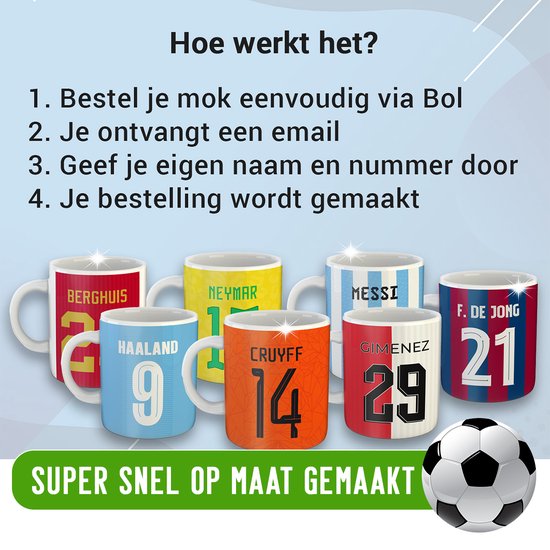Kleurmedia Rotterdam Voetbal Mok - Gepersonaliseerd met naam en nummer ...