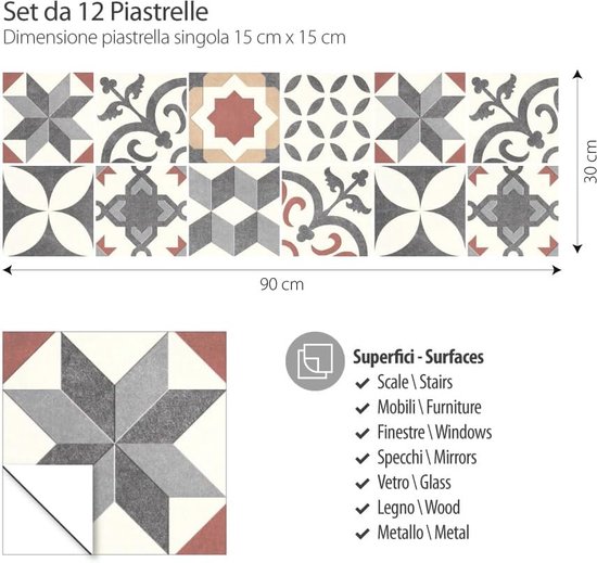 Tegelstickers voor Badkamer en Keuken 12 Stuks 15x15 cm ...