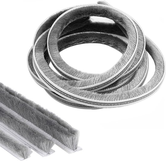 Tochtstrip voor deuren Borstelafdichting 6mm x 8mm Zelfklevend ...