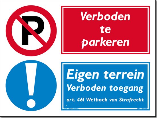 Parkeerverbod bord - Eigen terrein - Aluminium - 30 x 40 cm ...
