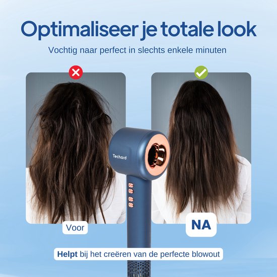 Techard Ionische Haardroger Fohn met Diffuser voor Krullen Haarfohn ...